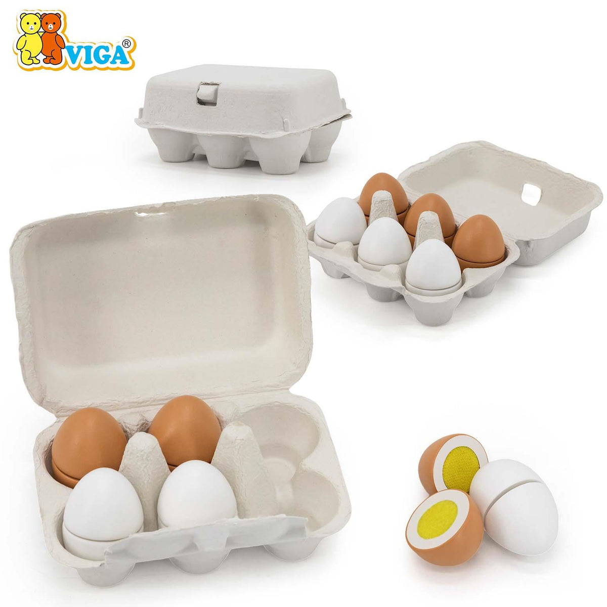 VIGA - Wooden Eggs 6pc | The Play Room
