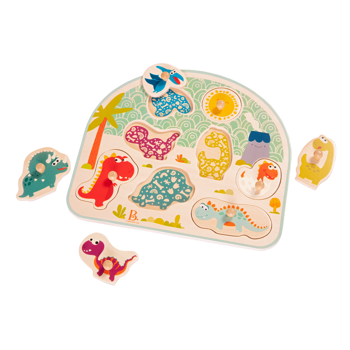 Stomping Dinos | Wooden Peg Puzzle | B. toys | The Play Room