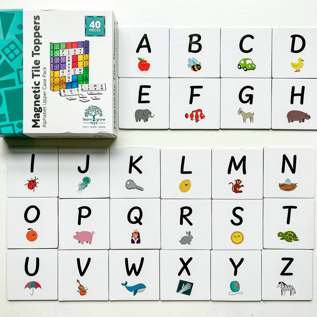 Learn & Grow - Magnetic Tile Toppers - Alphabet Upper (40 Piece) – The ...