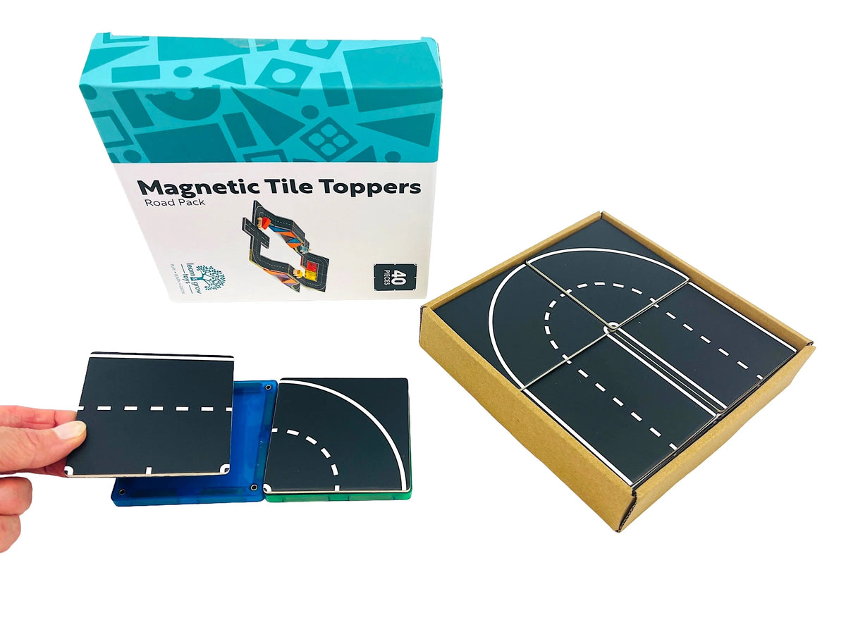 Learn & Grow - Magnetic Tile Toppers - Road (40 Piece) | The Play Room