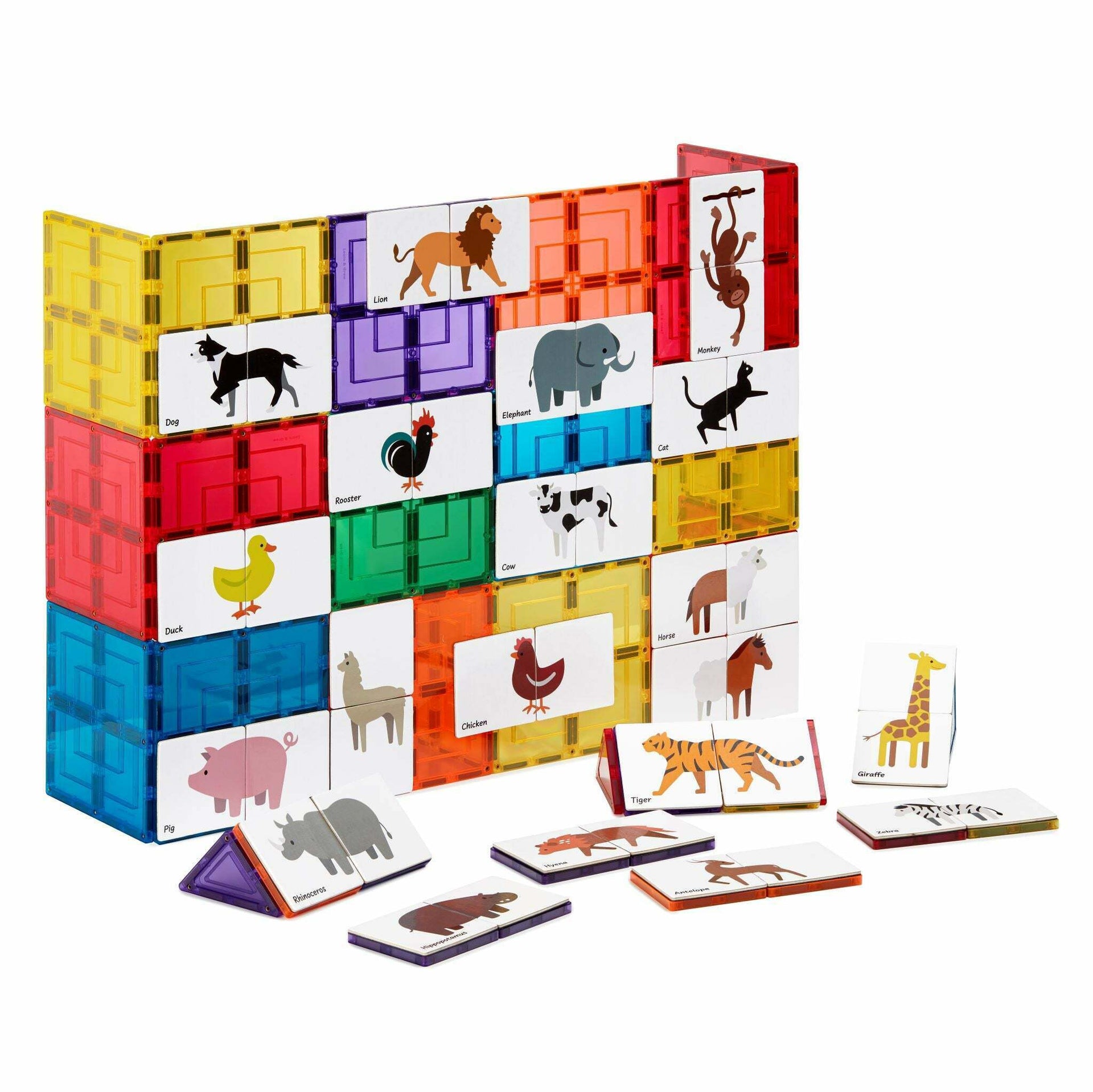 Learn & Grow - Magnetic Tile Toppers - Duo Animal Puzzle Pack (40 Piec ...